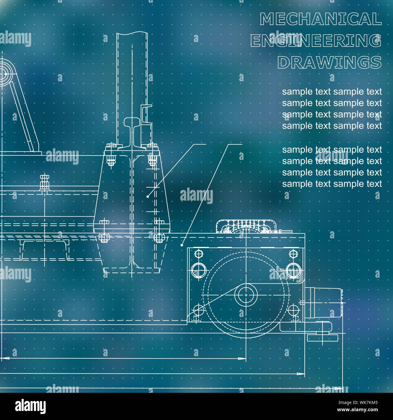 Mechanical engineering drawings on a black background. Vector. For ...