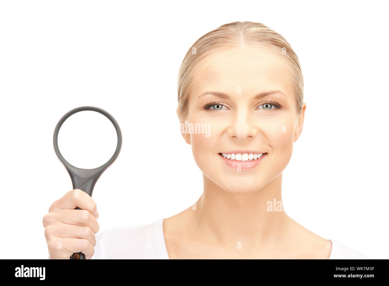 picture of beautiful woman with magnifying glass Stock Photo - Alamy