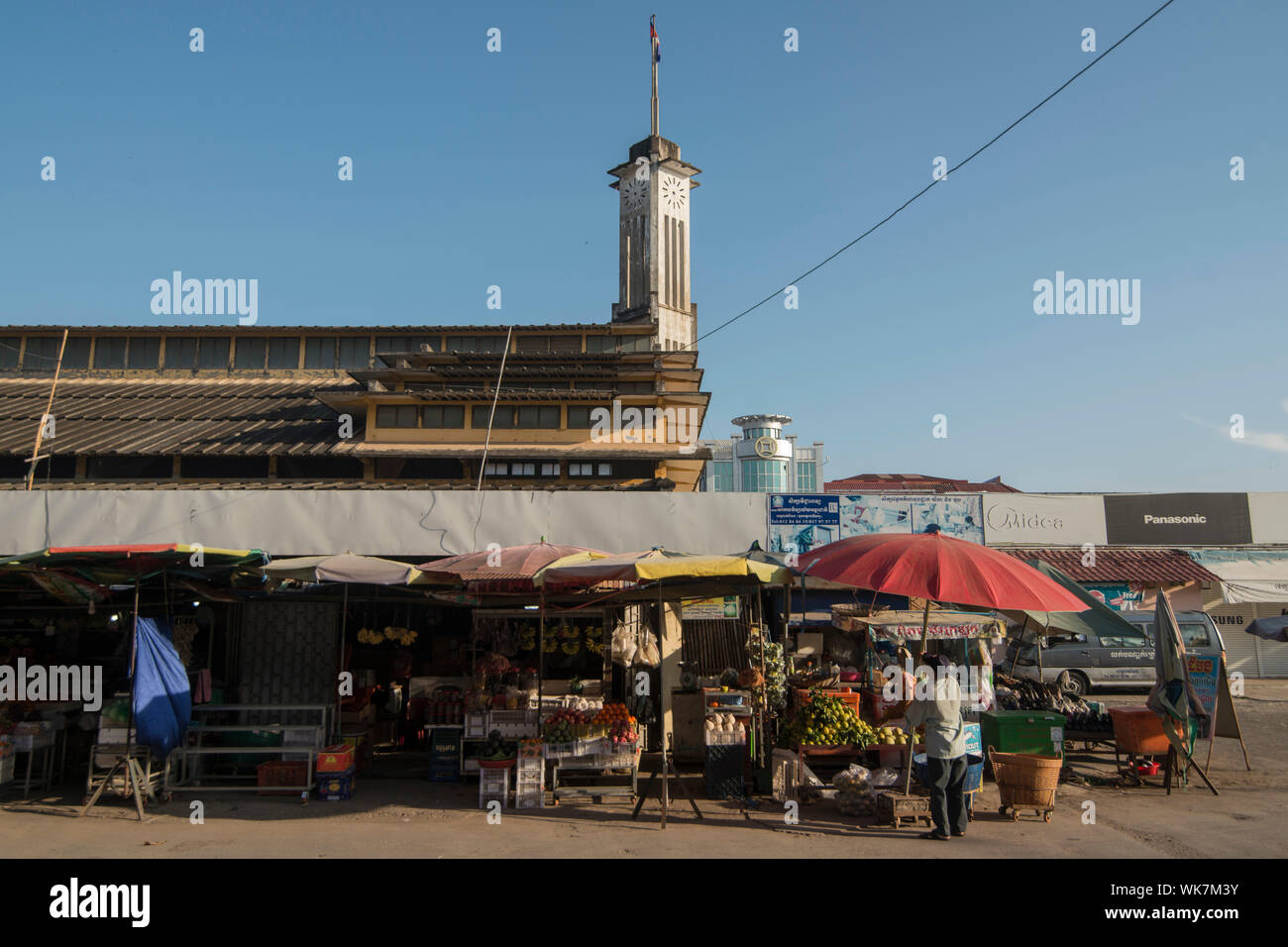 the Building of the Psar Nat market in the city centre of Battambang in ...