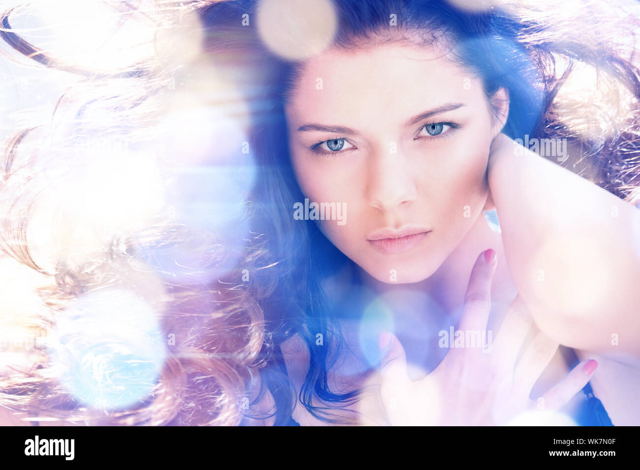 bright picture of beautiful woman with long hair Stock Photo - Alamy