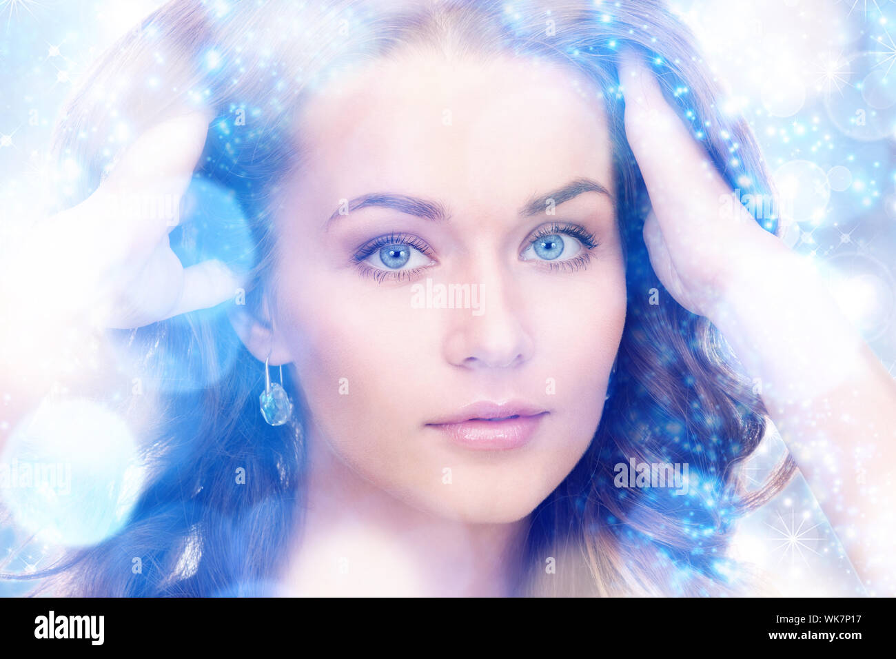 bright picture of beautiful woman with long hair Stock Photo - Alamy