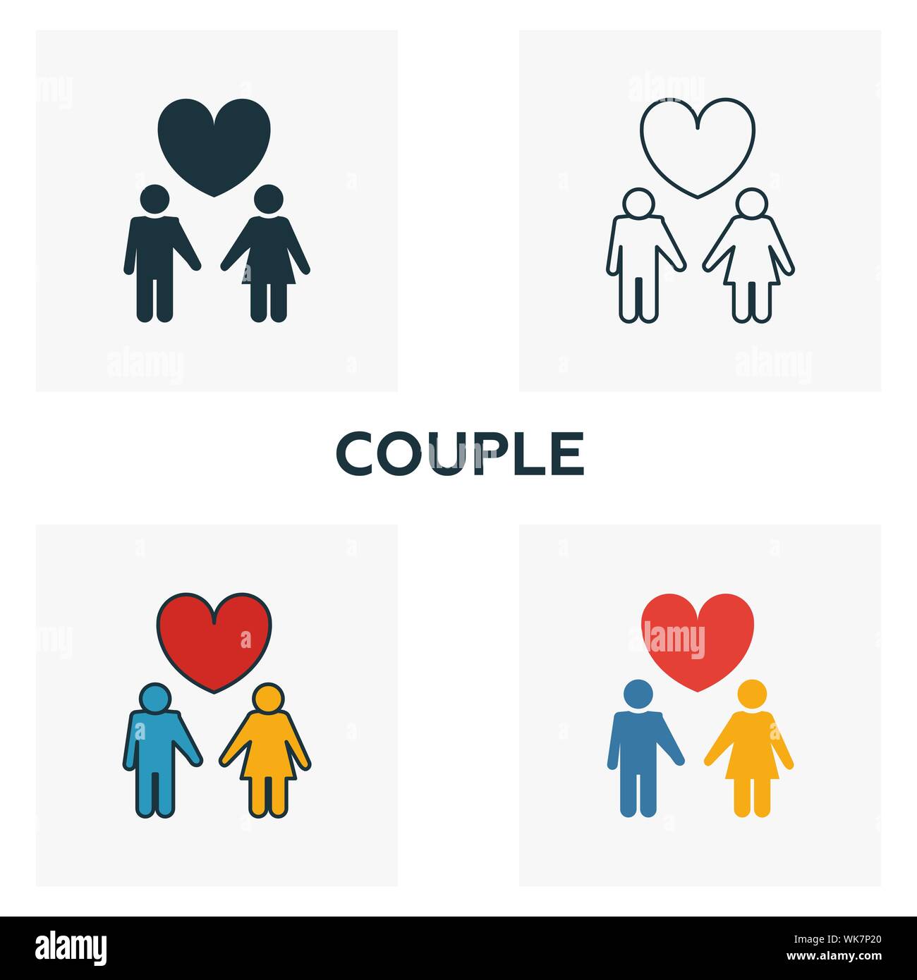 Couple icon set. Four elements in diferent styles from honeymoon icons ...