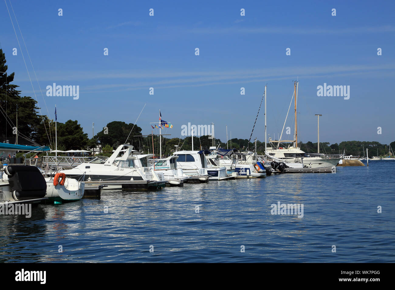 Boats moored in the marina from Rue Benoni Praud, Ile Aux Moines ...