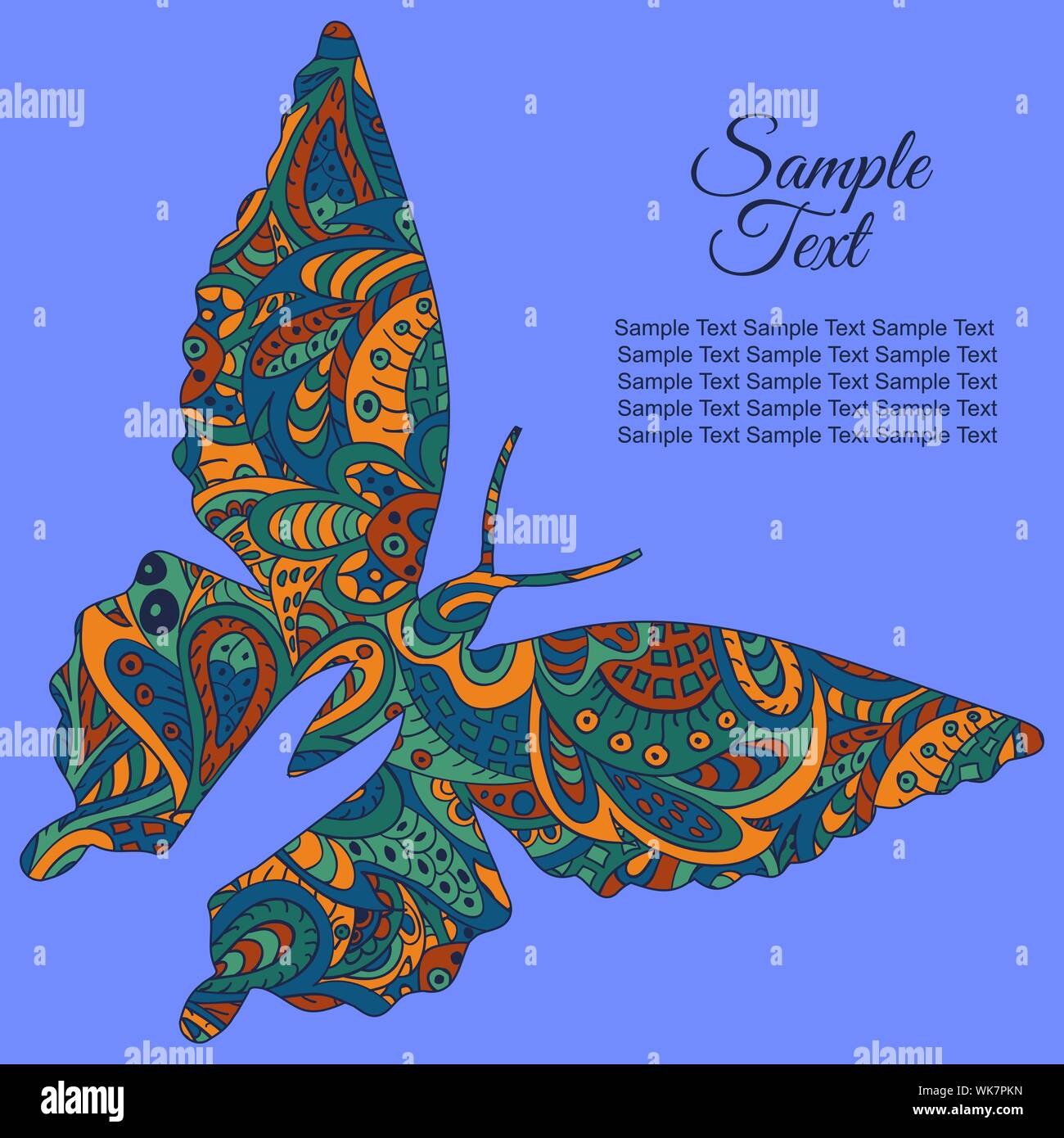 Doodle butterfly. Zentangl drawing. Holiday card. Tenderness of spring ...