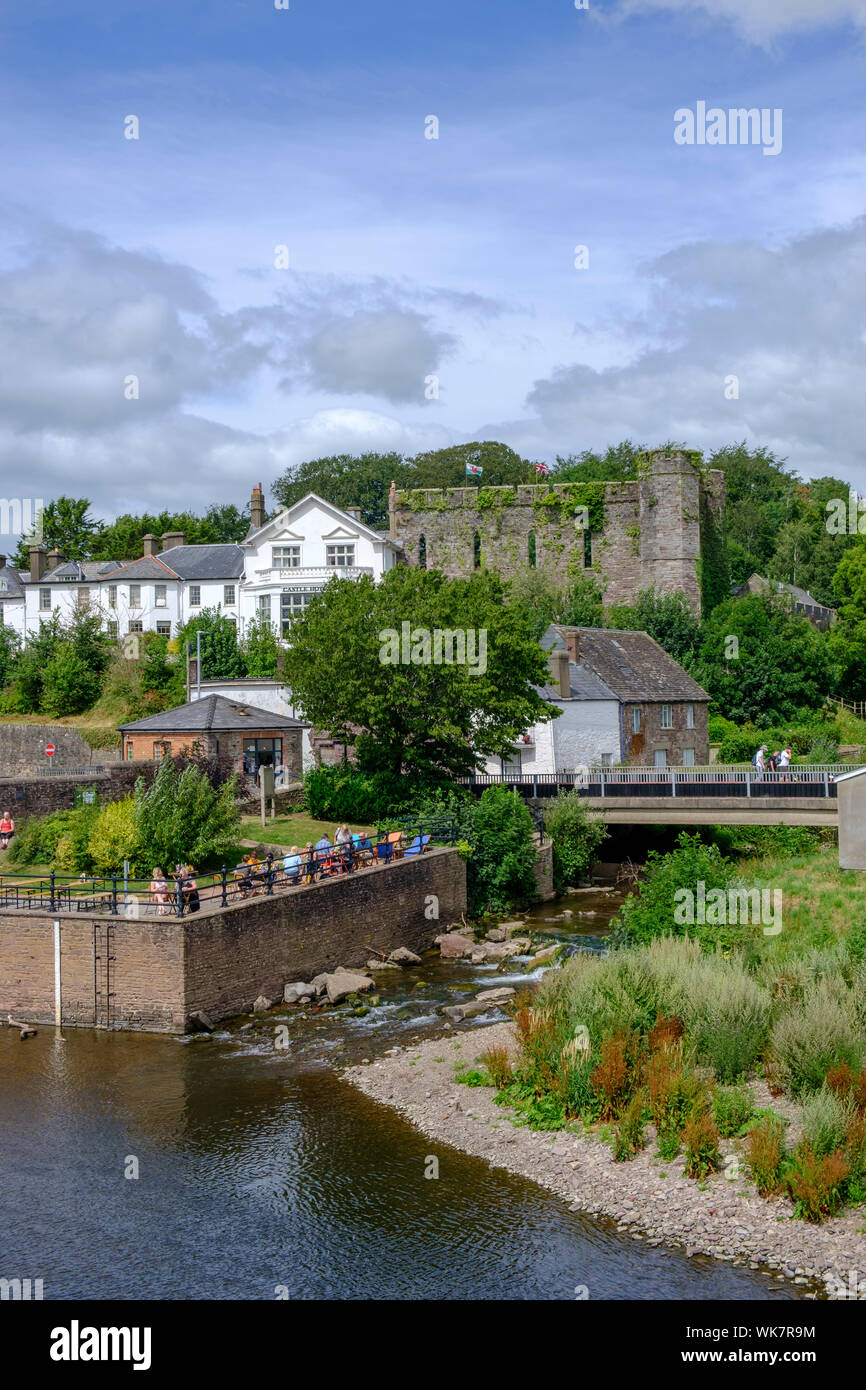 River Usk and Brecon Castle Brecon Brecon Beacons Powys Wales Stock ...