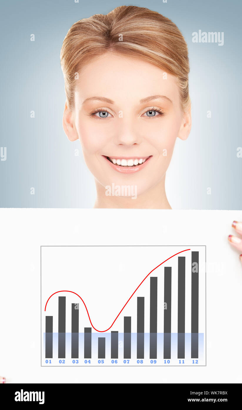 woman with growth graph on board Stock Photo - Alamy