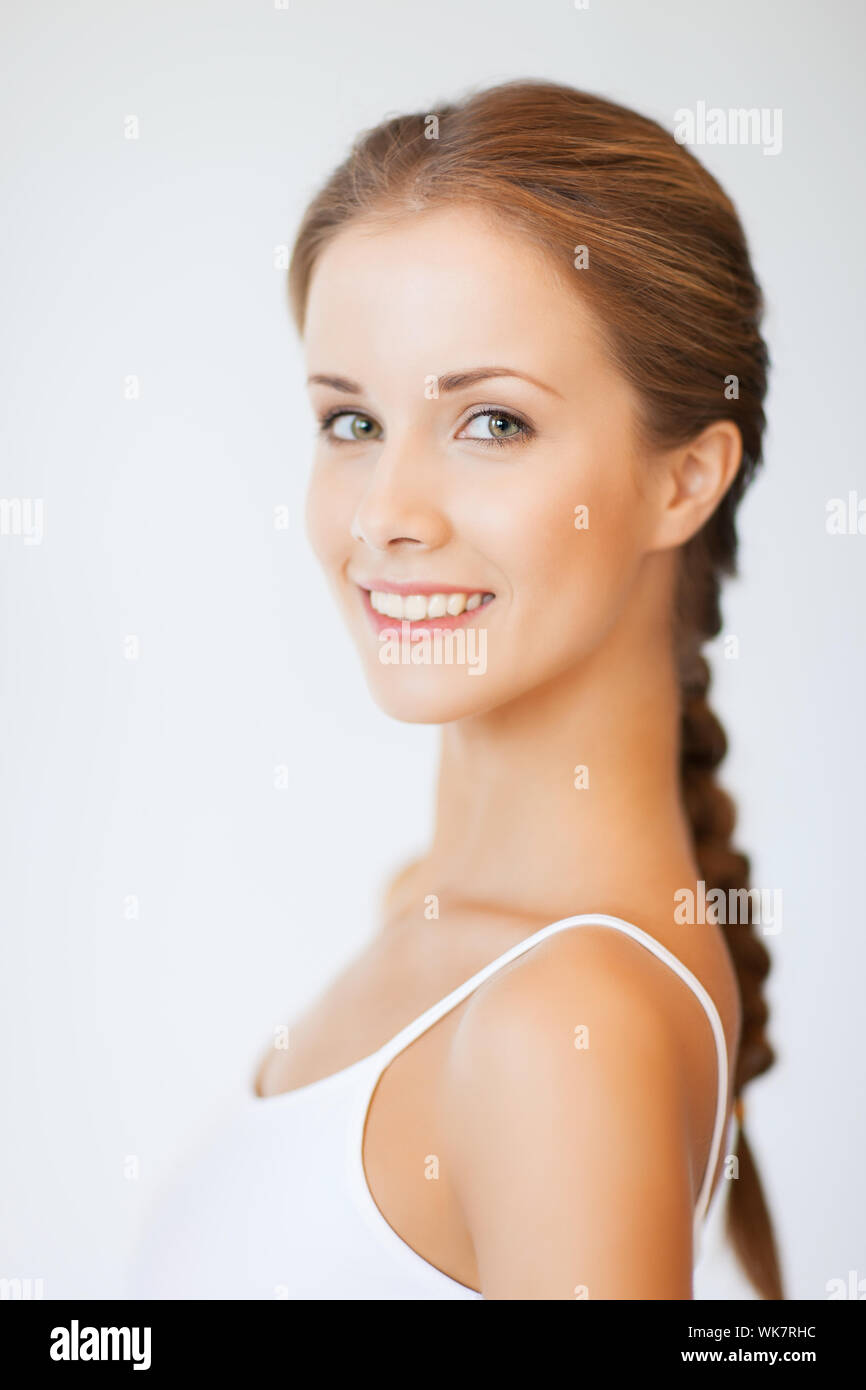 bright closeup portrait picture of beautiful woman Stock Photo - Alamy