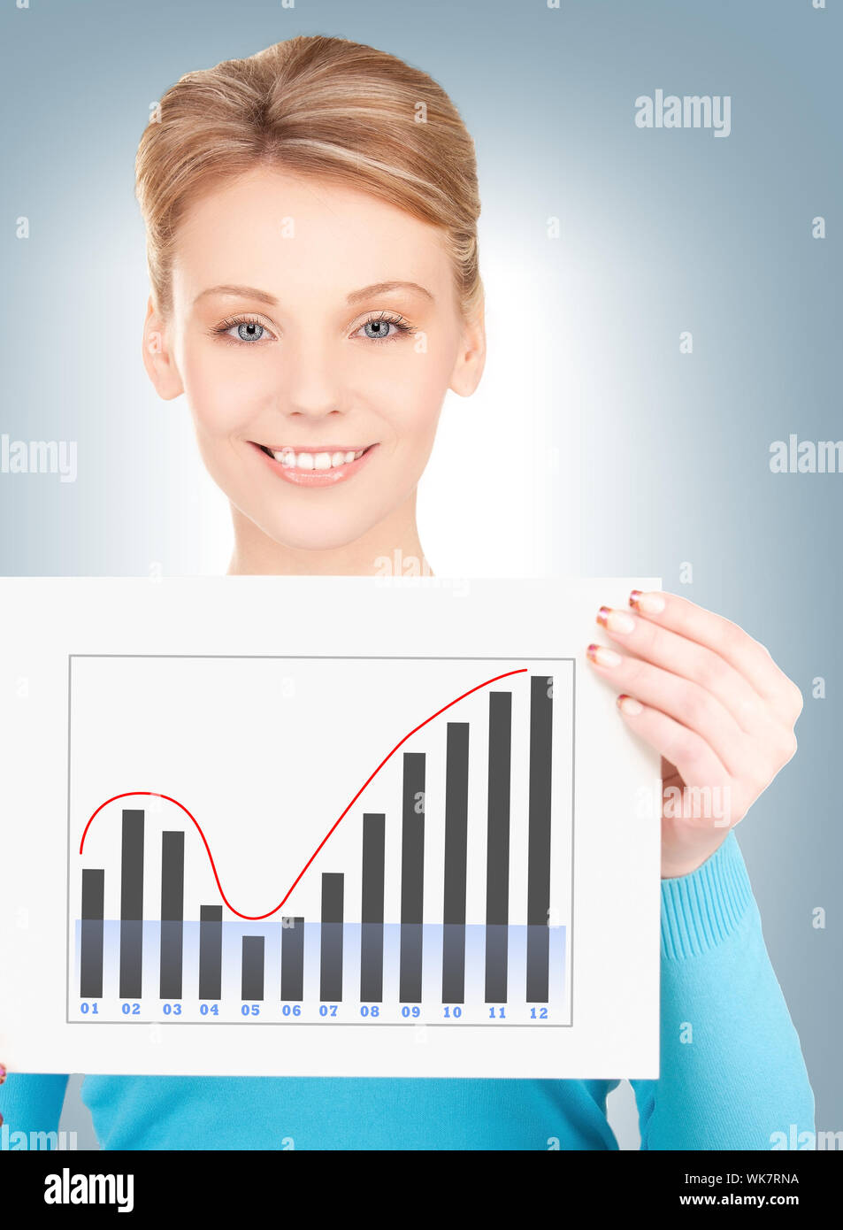 woman with growth graph on board Stock Photo - Alamy
