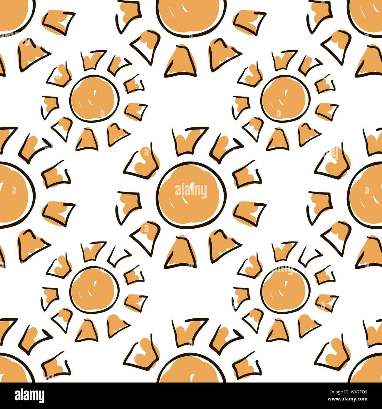 Sunny seamless pattern. Cute doodle suns. Summer Doodle seamless ...