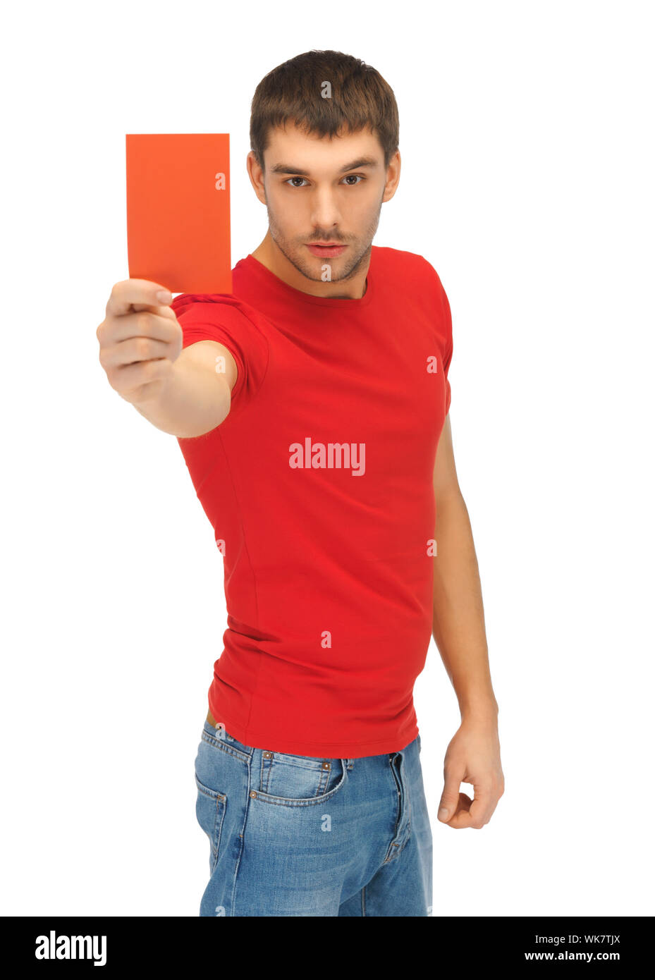 handsome man with red card Stock Photo - Alamy