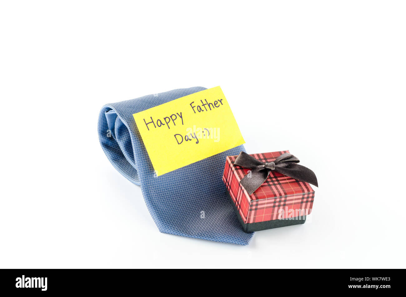 neck tie and gift box with card tag write happy father day word on a ...