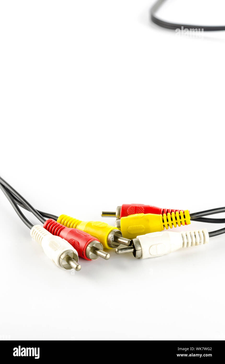 av cable use for television on a white background Stock Photo - Alamy