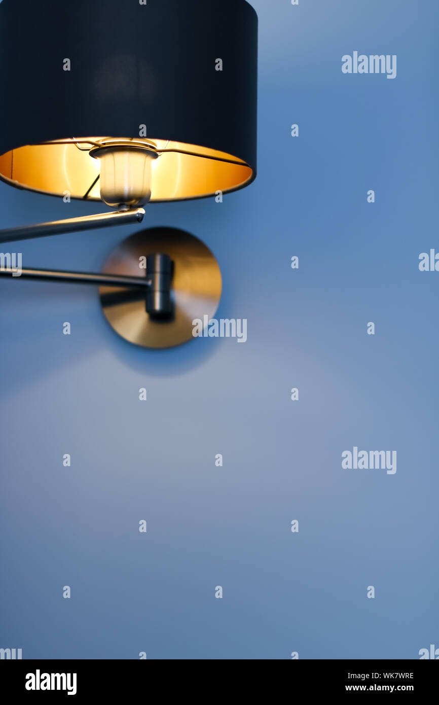 Interior design, indoor lamps and electricity concept - Golden lamp in ...