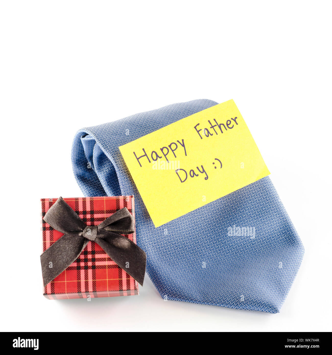 neck tie and gift box with card tag write happy father day word on a ...