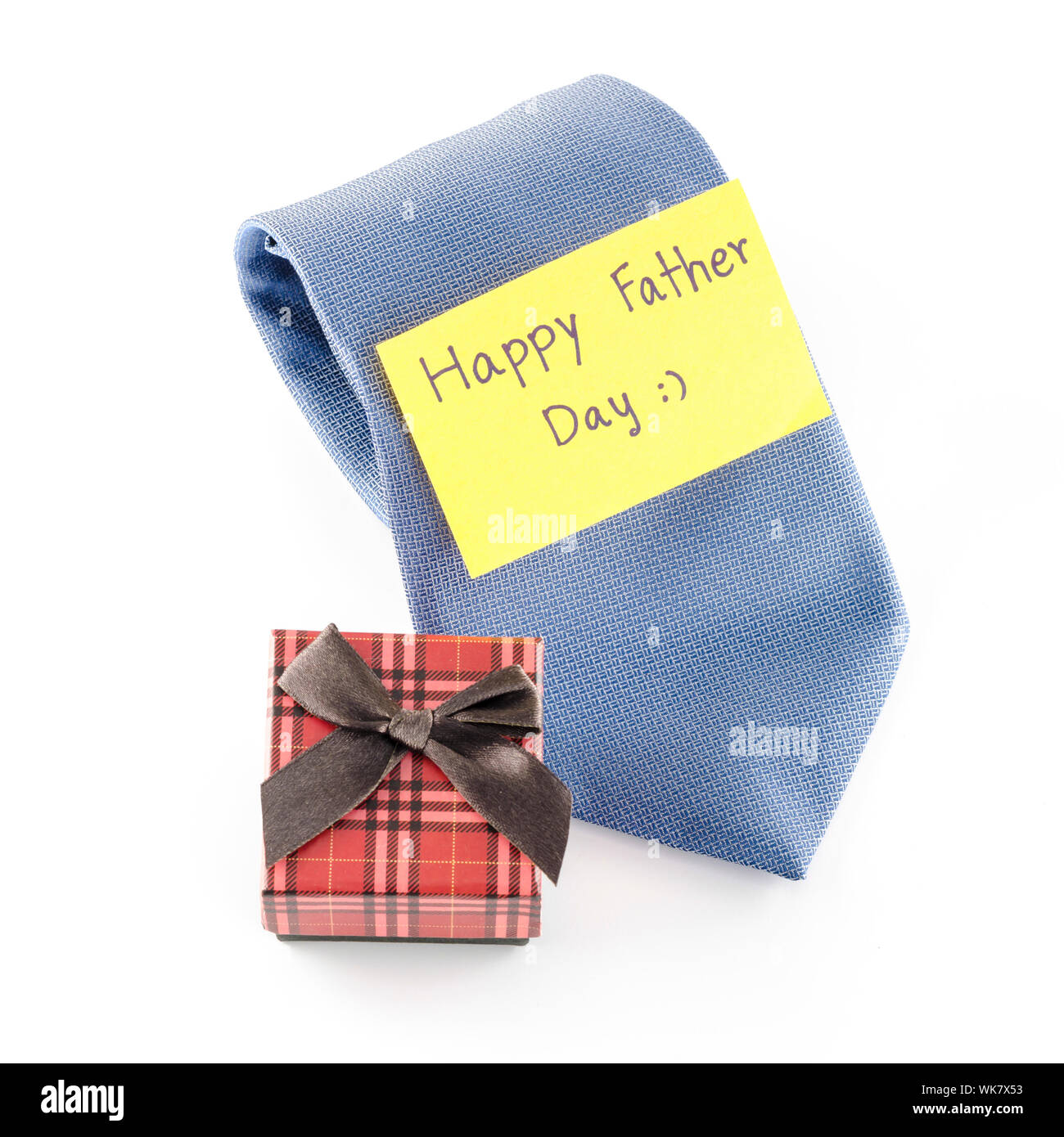 neck tie and gift box with card tag write happy father day word on a ...