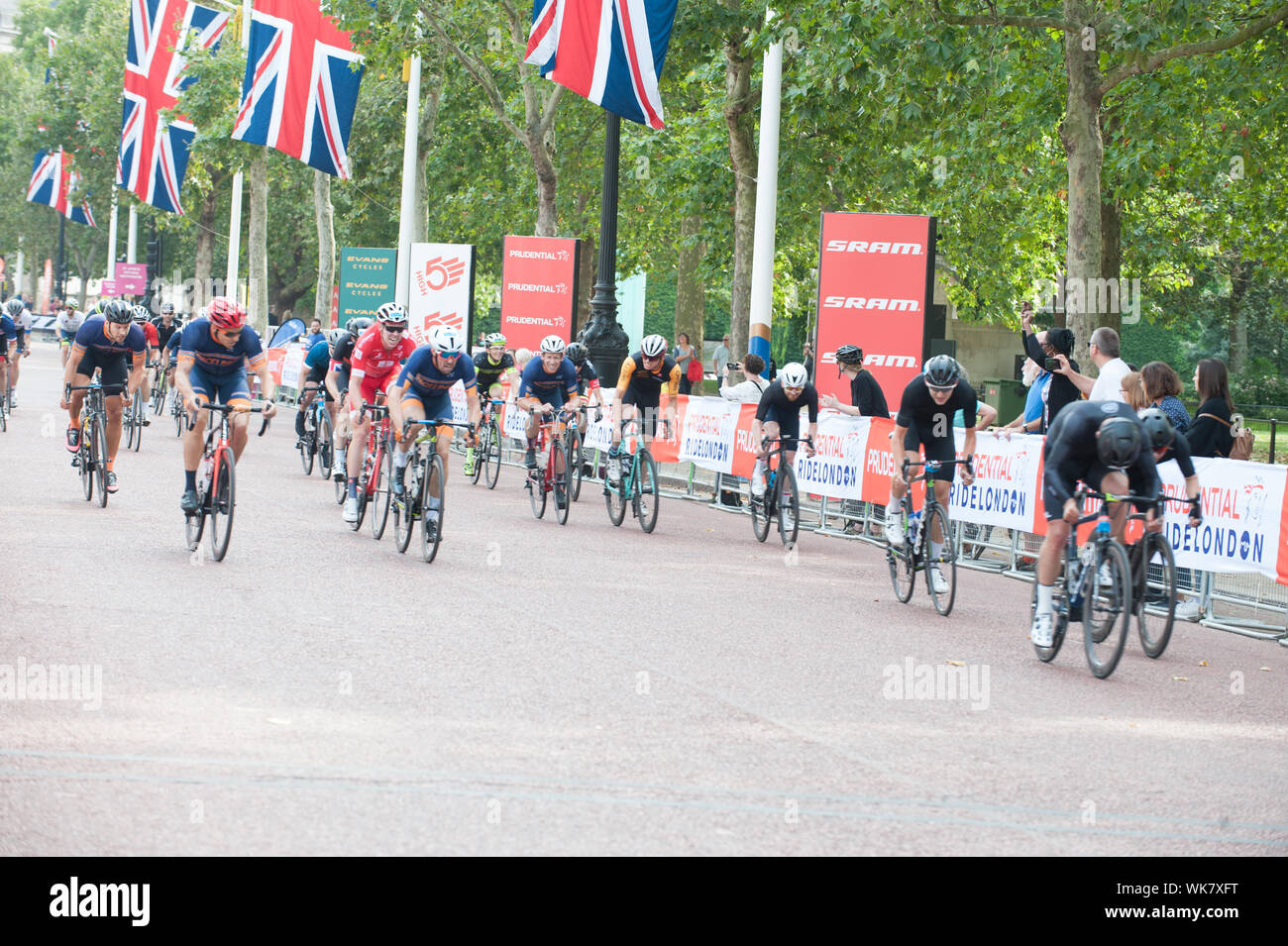 Cyclists cross finish Line on the Mall after completing RideLondon ...