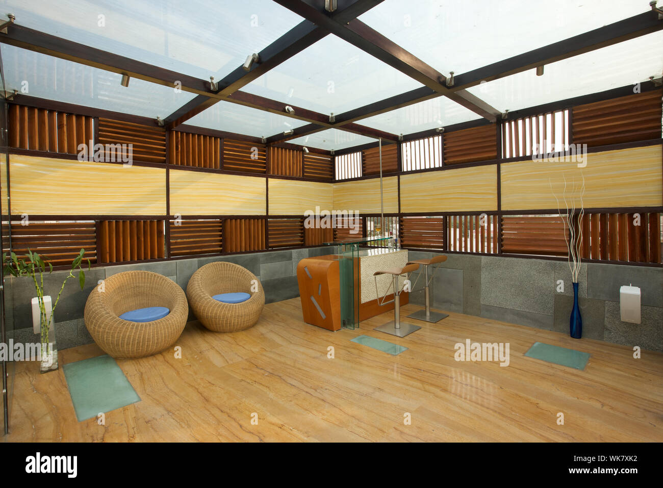 Modern living room on a terrace Stock Photo - Alamy