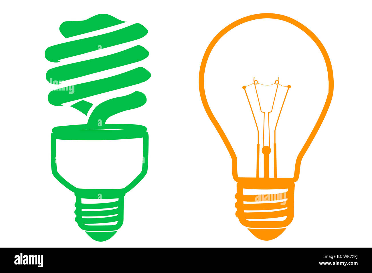 illustration of cfl and electric bulb on white background Stock Photo ...