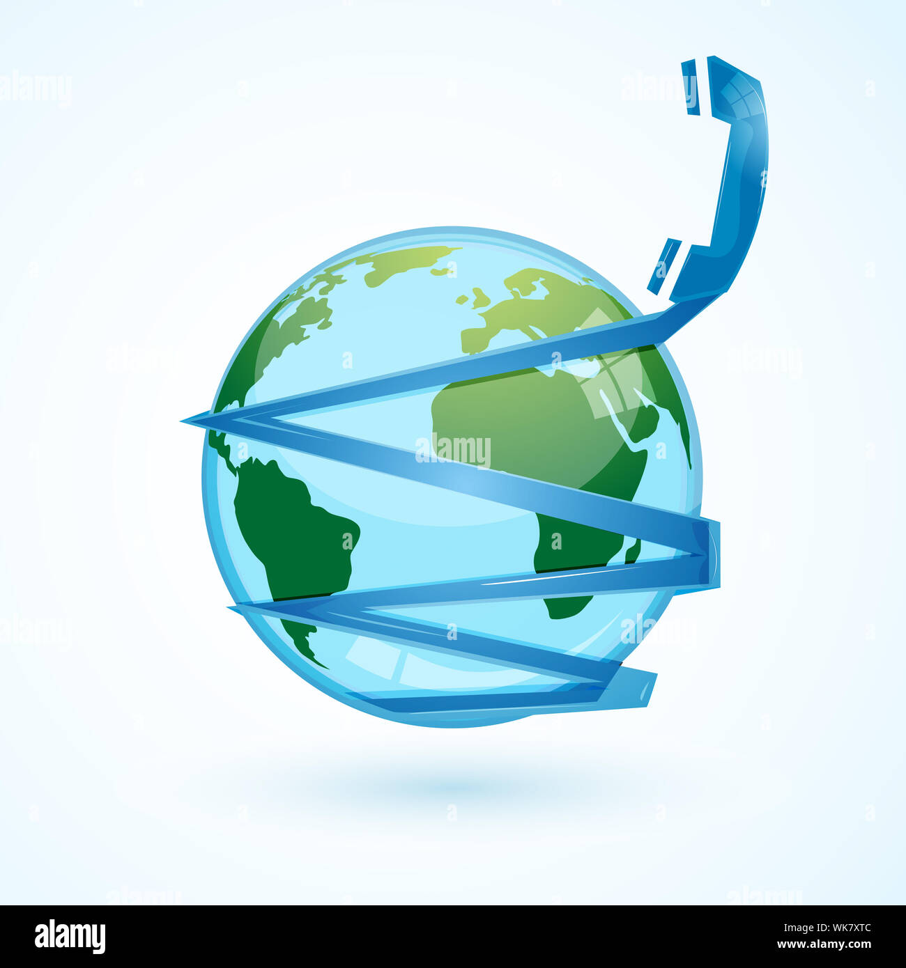illustration of global communication with phone and globe Stock Photo ...