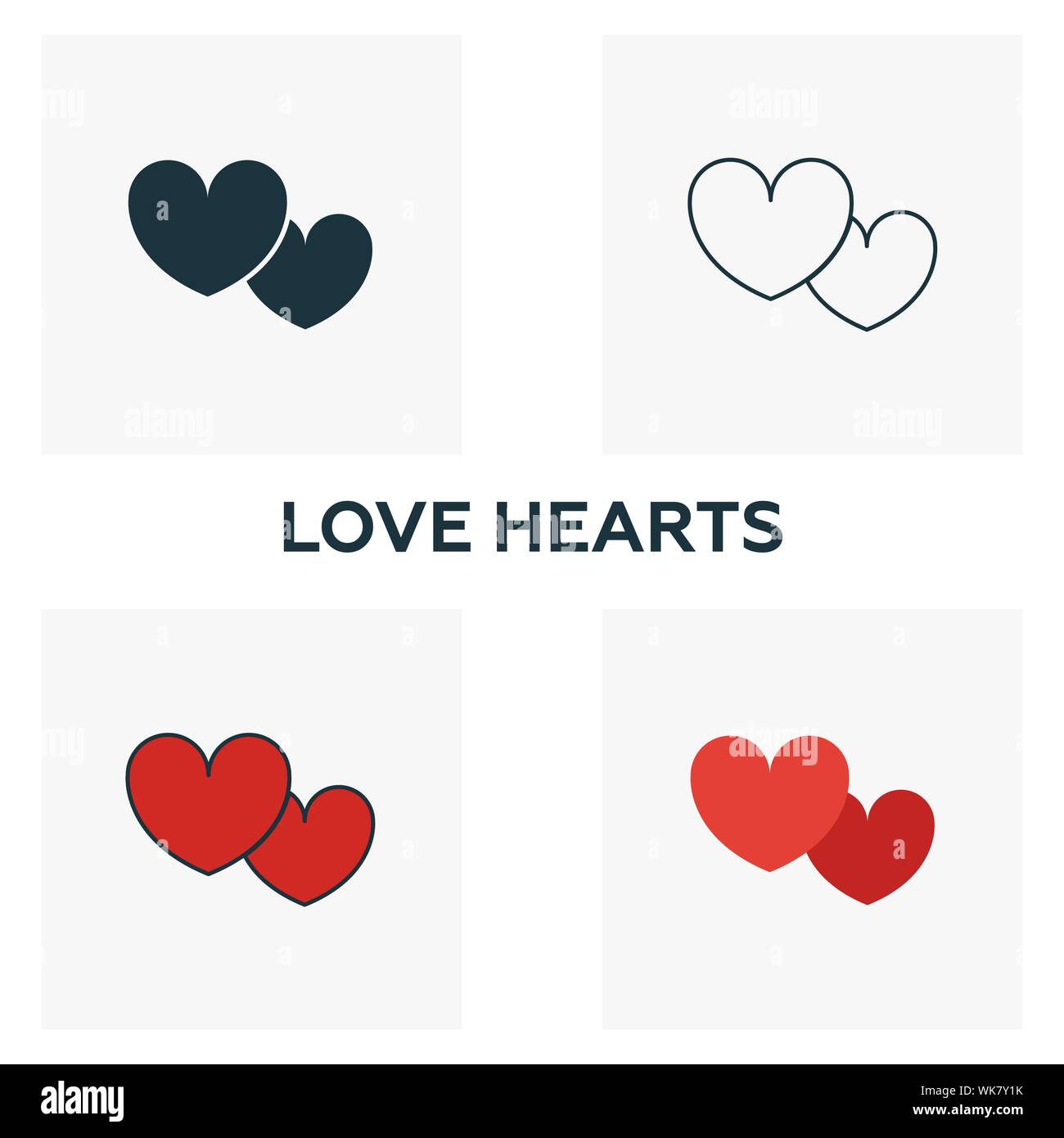 Love Hearts icon set. Four elements in diferent styles from honeymoon ...