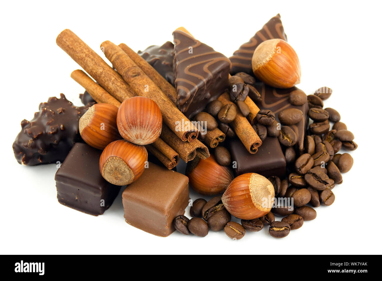 chocolate, cinnamon, nuts, coffee beans Stock Photo - Alamy