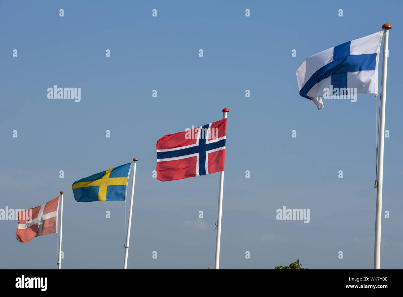 The four flags of the Scandinavian countries Stock Photo - Alamy