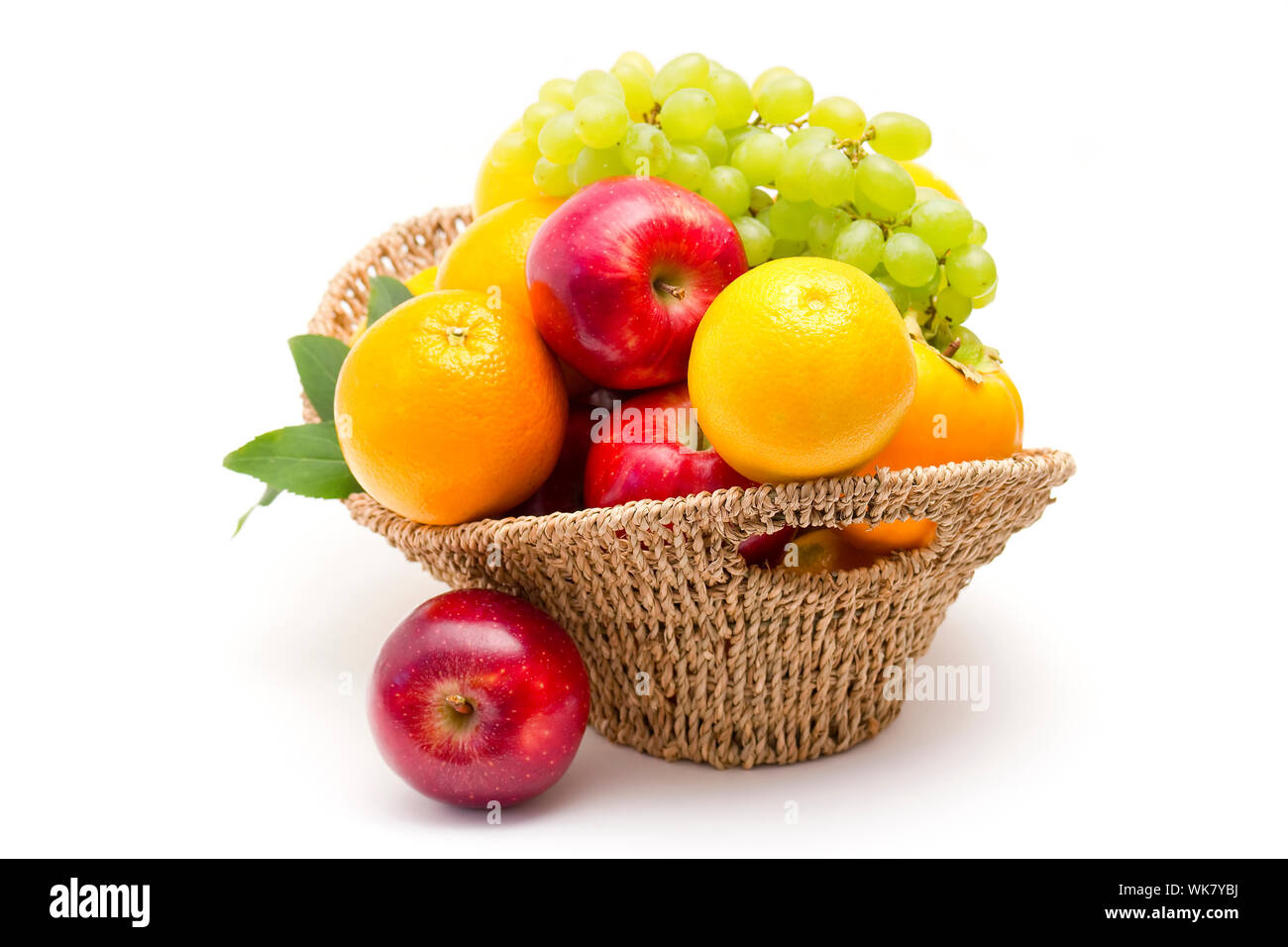 fresh fruits in a basket Stock Photo - Alamy