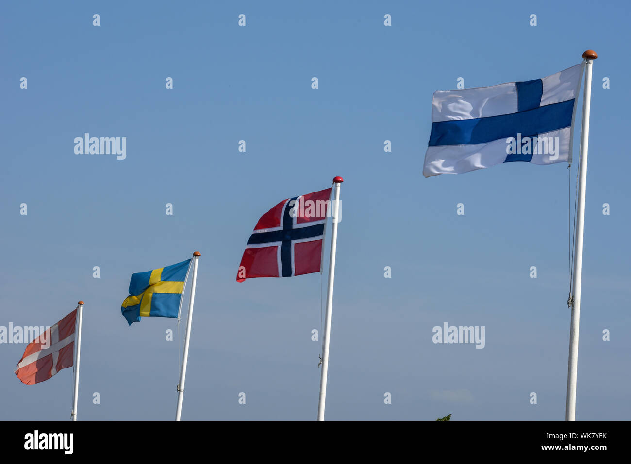 The four flags of the Scandinavian countries Stock Photo - Alamy