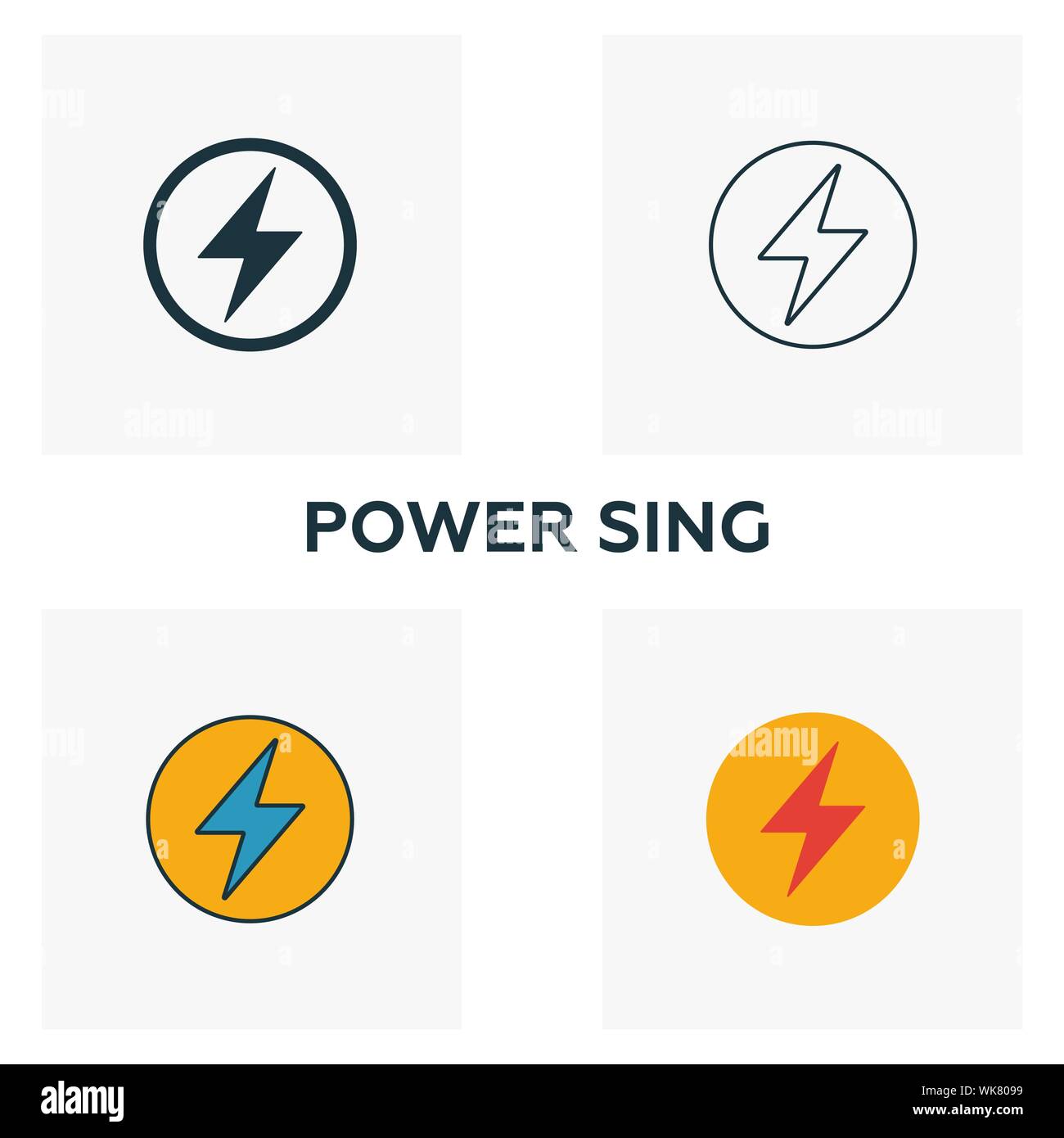Power Sing icon set. Four elements in diferent styles from power and ...