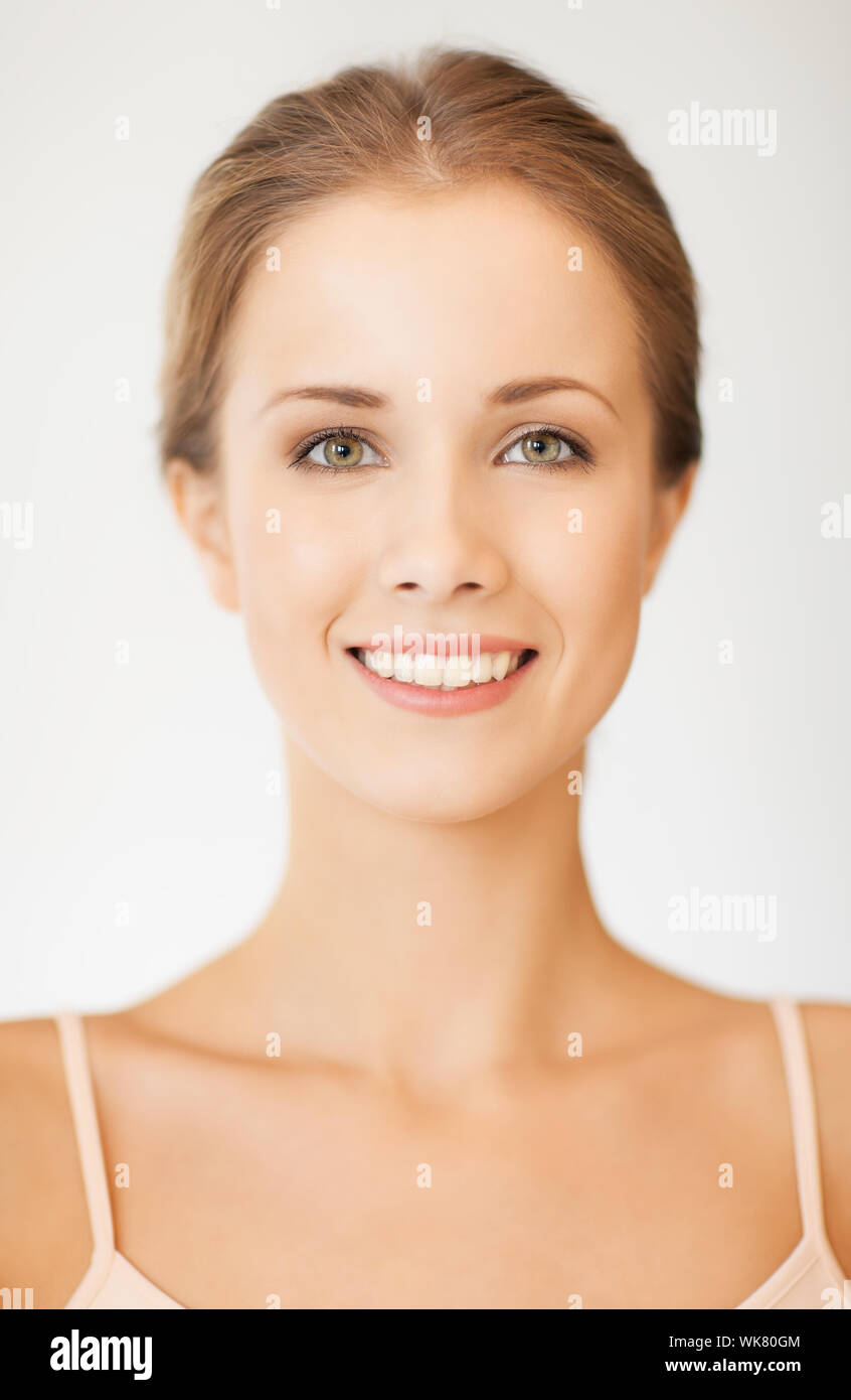 bright closeup portrait picture of beautiful woman Stock Photo - Alamy