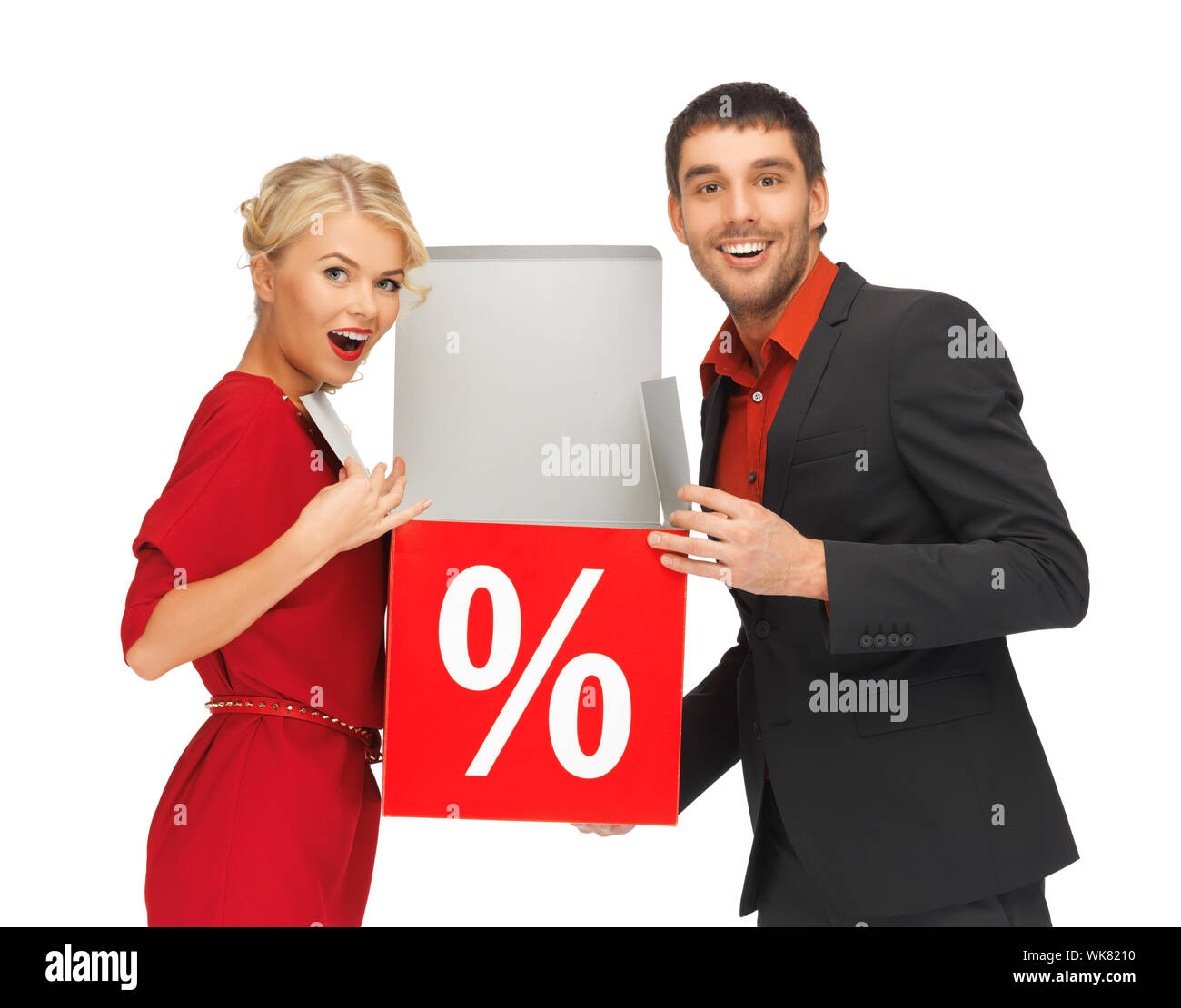 man and woman with percent sign Stock Photo - Alamy