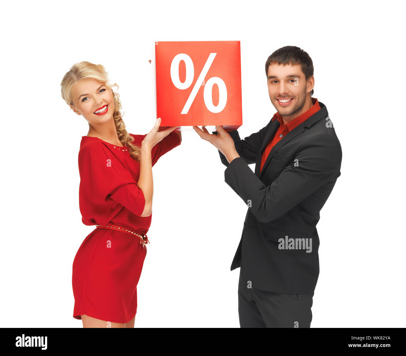 man and woman with percent sign Stock Photo - Alamy