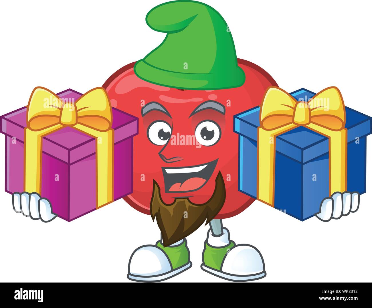 Bring two gifts cute apple character mascot with object cartoon vector ...