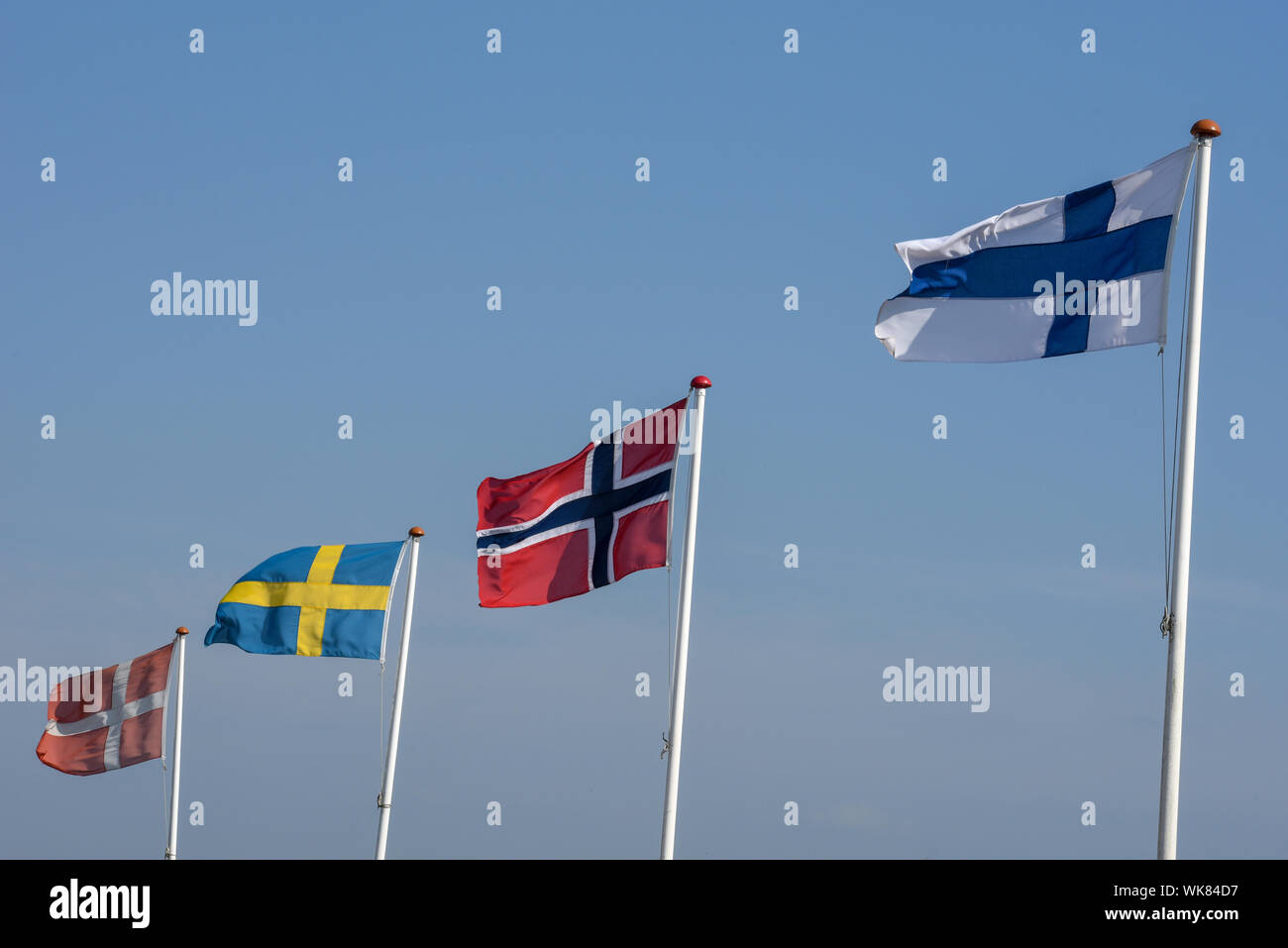 The four flags of the Scandinavian countries Stock Photo - Alamy