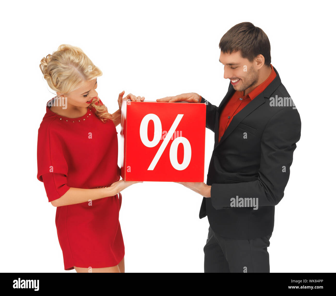 man and woman with percent sign Stock Photo - Alamy