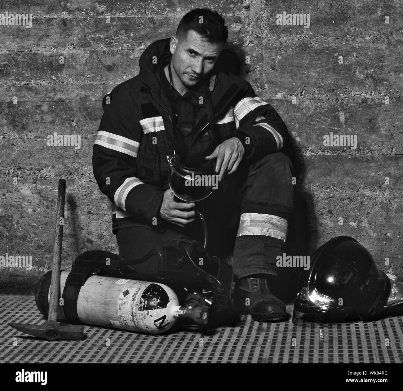 Firefighter portrait Black and White Stock Photos & Images - Alamy