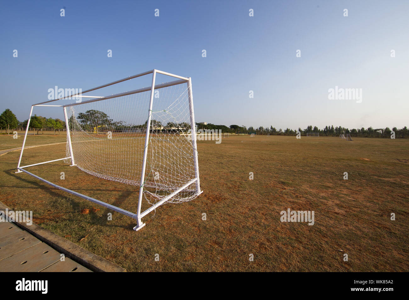 Football goal on a practice pitch Stock Photo - Alamy