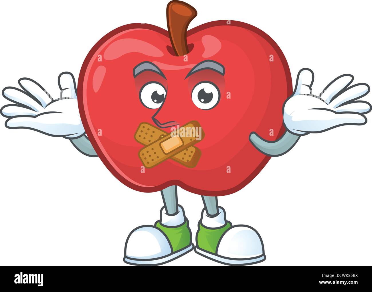 Silent cute apple character mascot with object cartoon vector ...