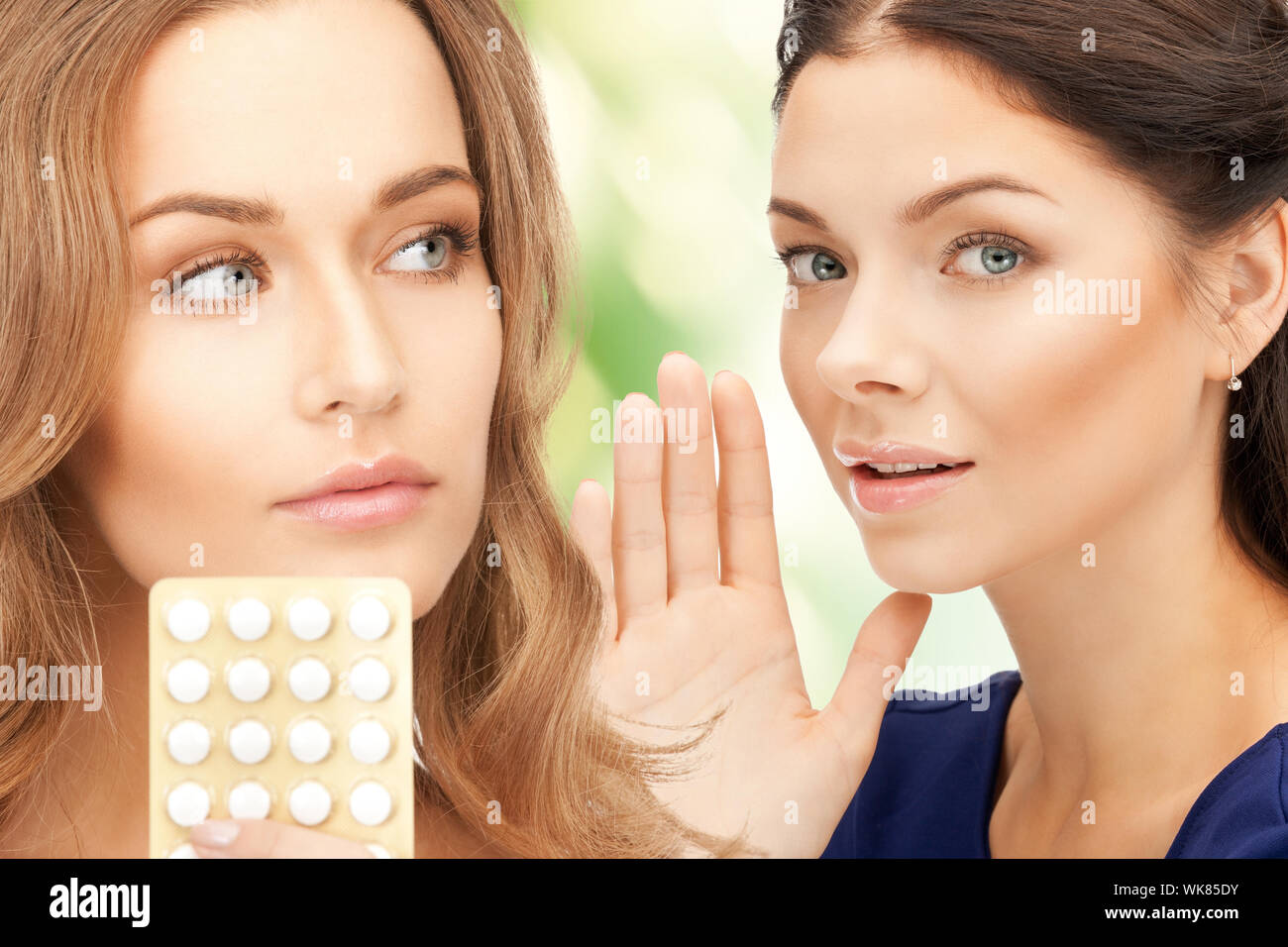 picture of young beautiful women with pills Stock Photo - Alamy