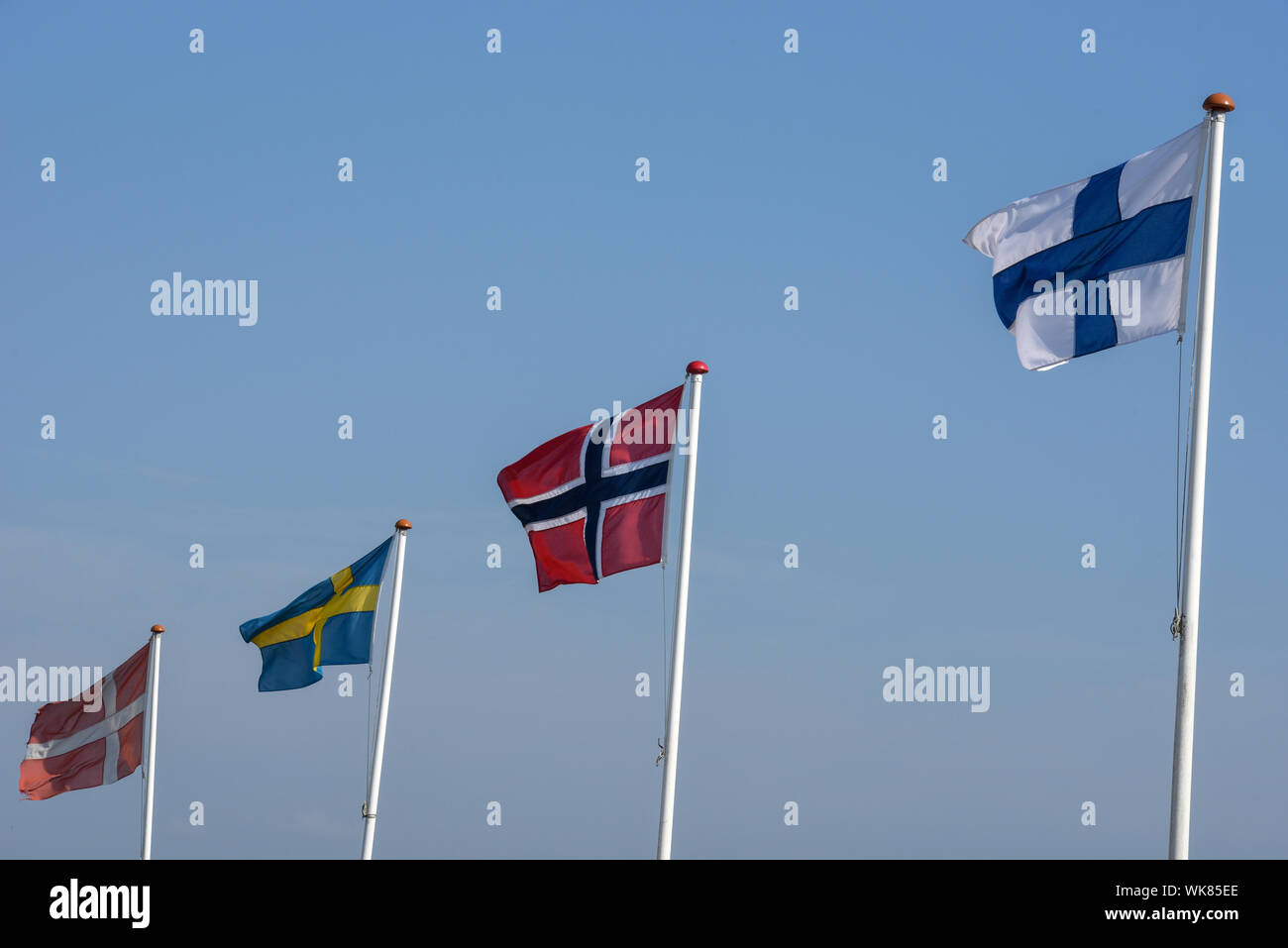 The four flags of the Scandinavian countries Stock Photo - Alamy