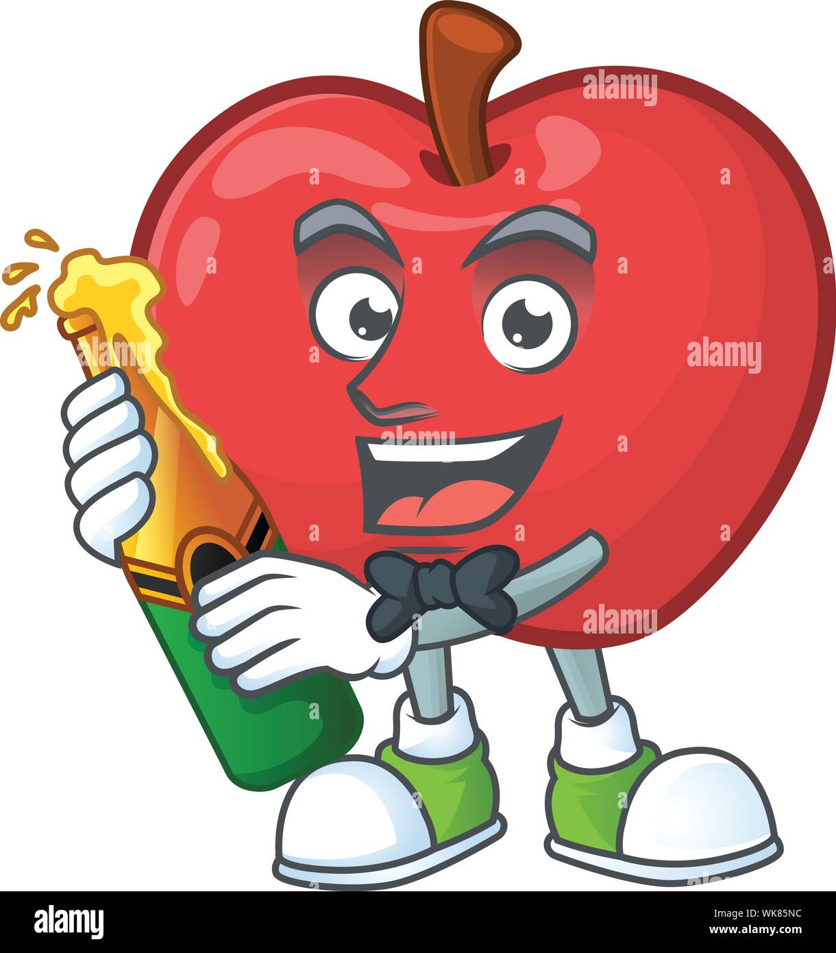 With beer cute apple character mascot with object cartoon vector ...