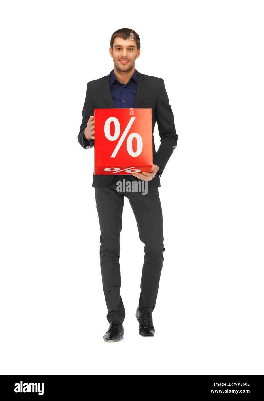 handsome man in suit with percent sign Stock Photo - Alamy