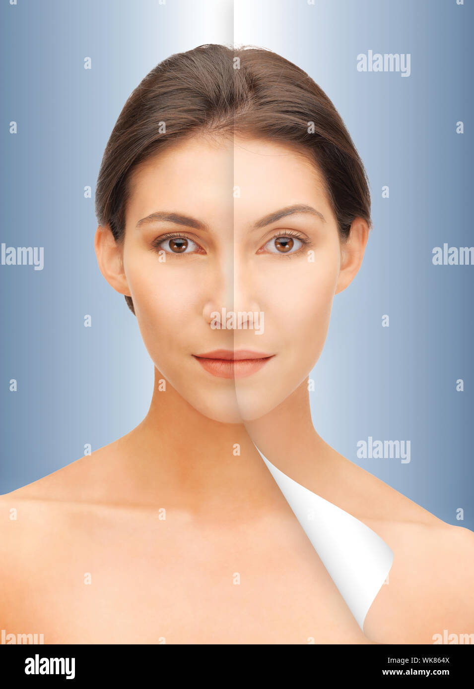 Beautiful woman half face tanned hi-res stock photography and images ...