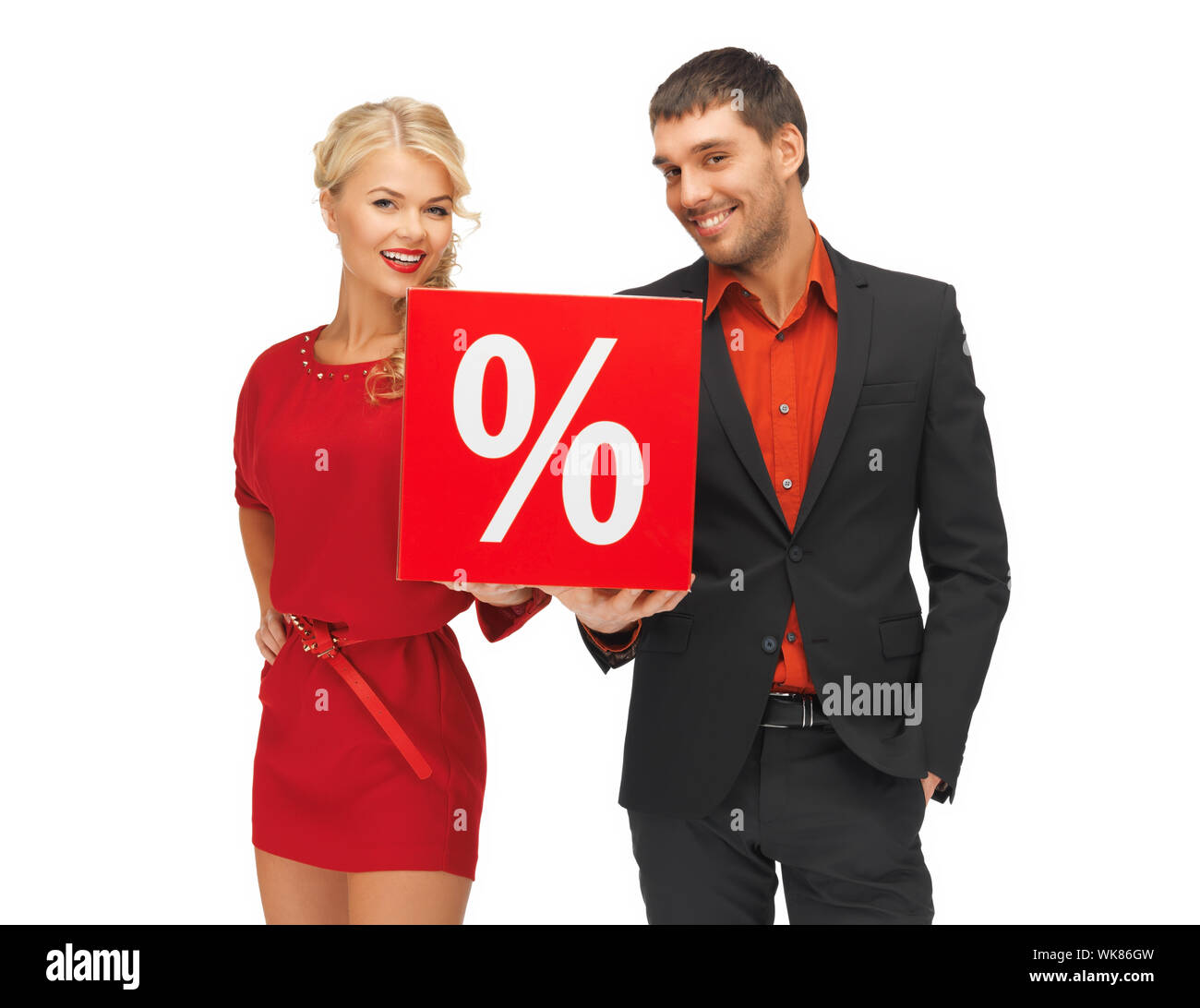 man and woman with percent sign Stock Photo - Alamy
