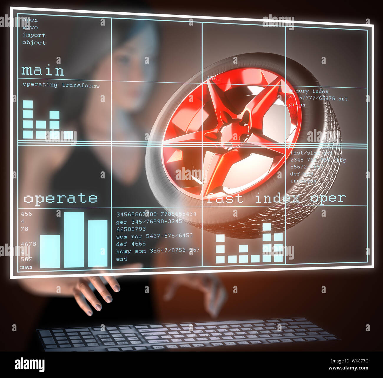 Car wheel on hologram Stock Photo - Alamy