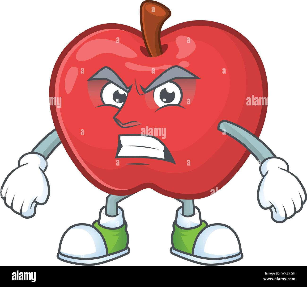 Scream apple fruit character mascot for health dessert vector ...