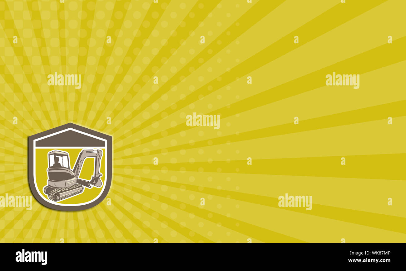 Business card showing illustration of a construction digger mechanical ...