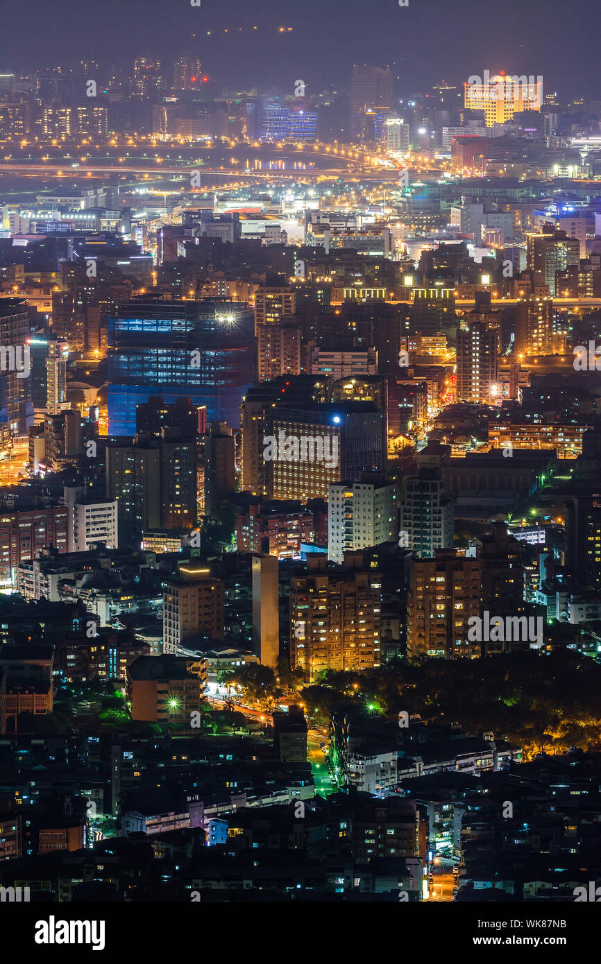 Modern city night with skyscrapers in Taipei, Taiwan, Asia Stock Photo ...