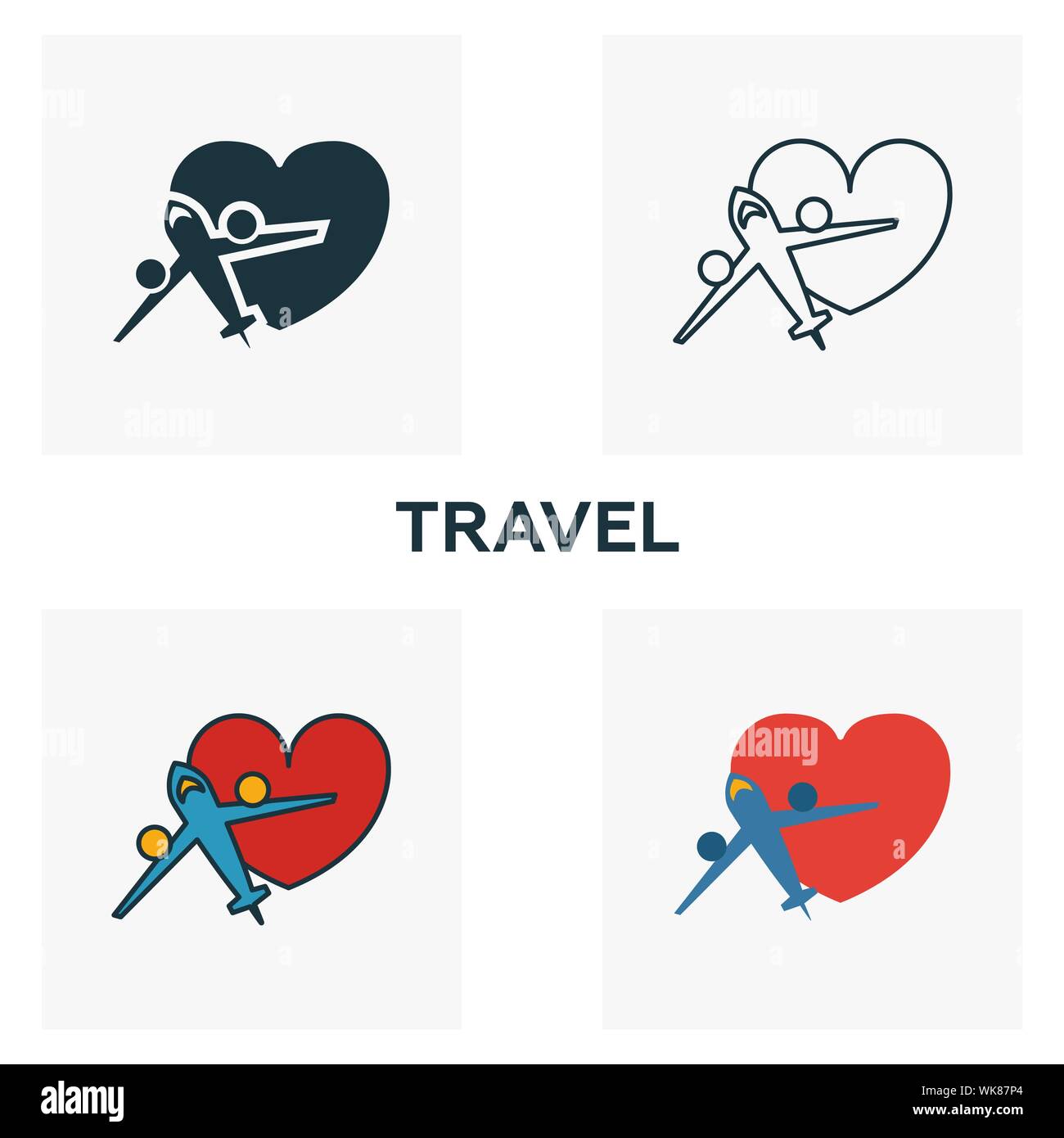 Travel icon set. Four elements in diferent styles from honeymoon icons ...