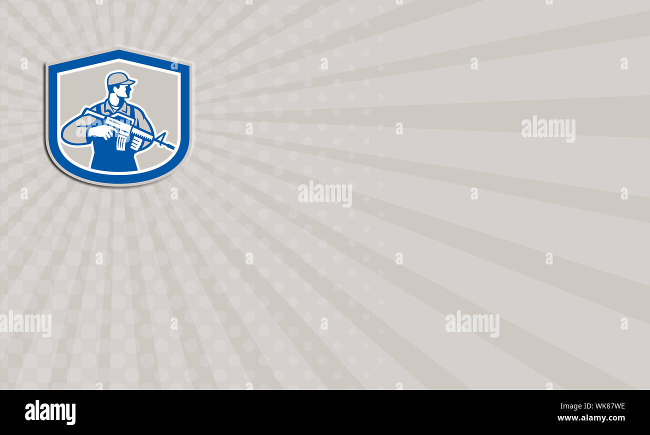 Business card showing illustration of an American soldier serviceman ...